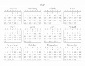 1936-calendar - Manville Sportsmens Rod and Gun Club